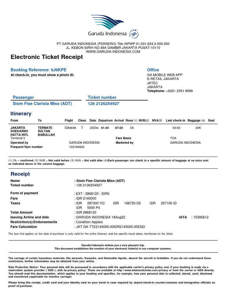 Your Electronic Ticket Receipt | PDF | Dangerous Goods