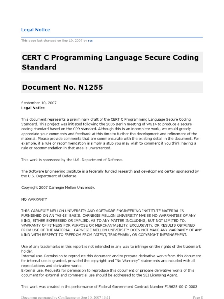 CERT C Programming Language Secure Coding Standard | PDF | C (Programming Language) | Subroutine