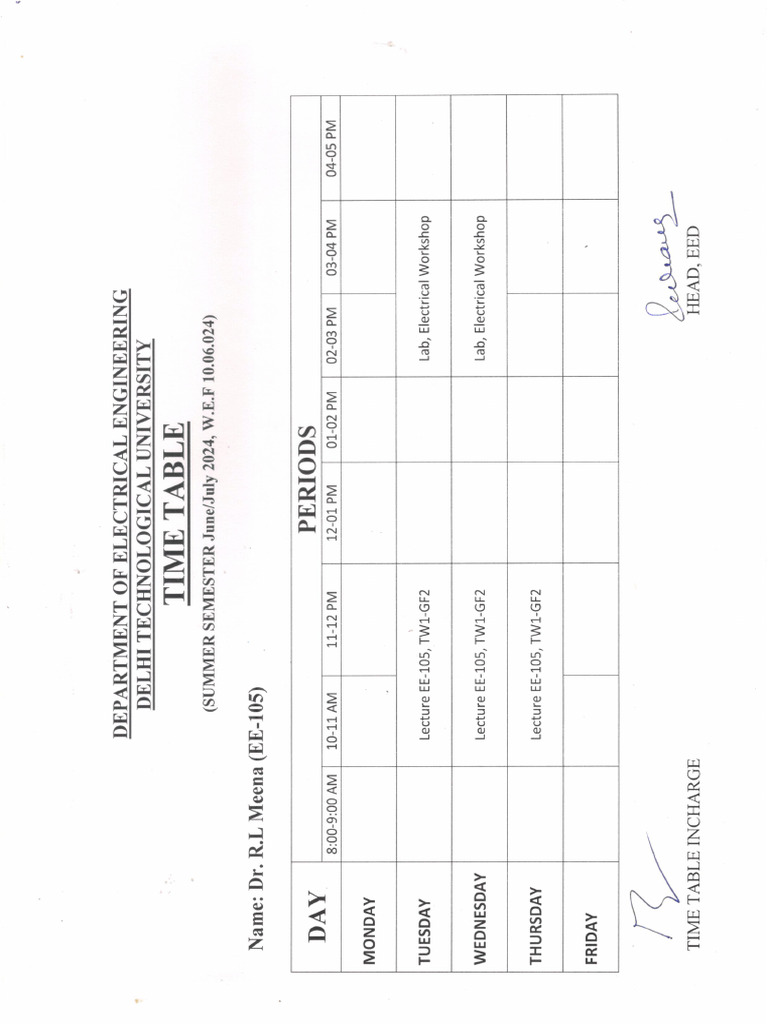 Summer Semester Time Table June July 2024 | PDF