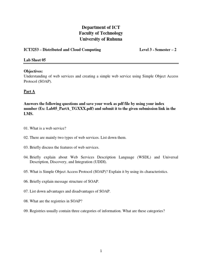 Lab Sheet 05 | PDF | Web Service | Soap