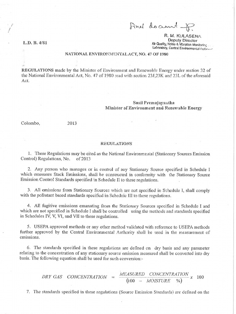 Stack Emission Regulation - Latest Draft | PDF