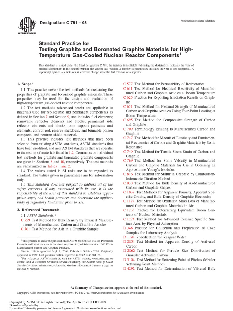 Astm C781 | PDF | Thermal Expansion | Nuclear Fuel