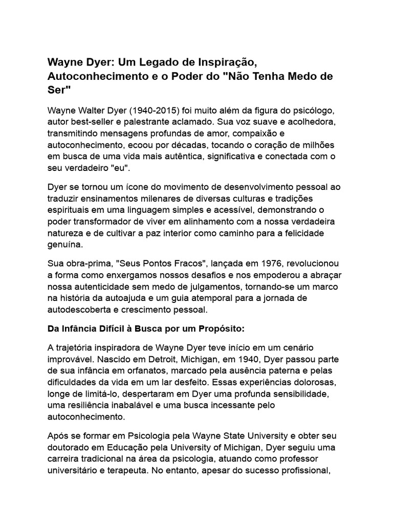 Legado de Autoconhecimento de Dyer | PDF | Amor | Sabedoria