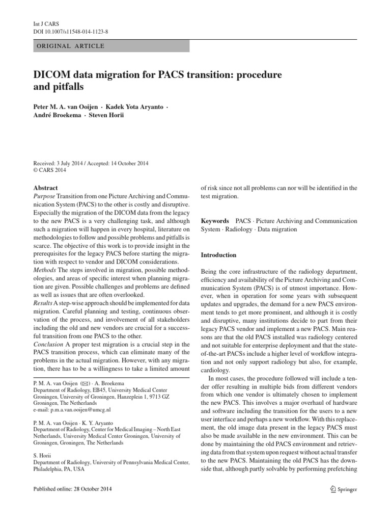 Dicom Data Migration For Pacs Transition Procedure | PDF | Databases | Computing