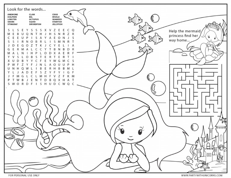 Mermaid Activity Placemat | PDF