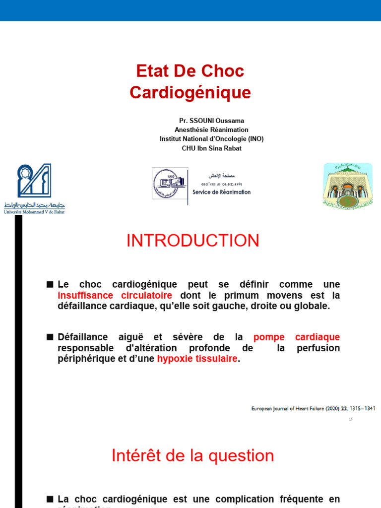 Choc Cardiogénique : Comprendre et Traiter | PDF | Infarctus du ...