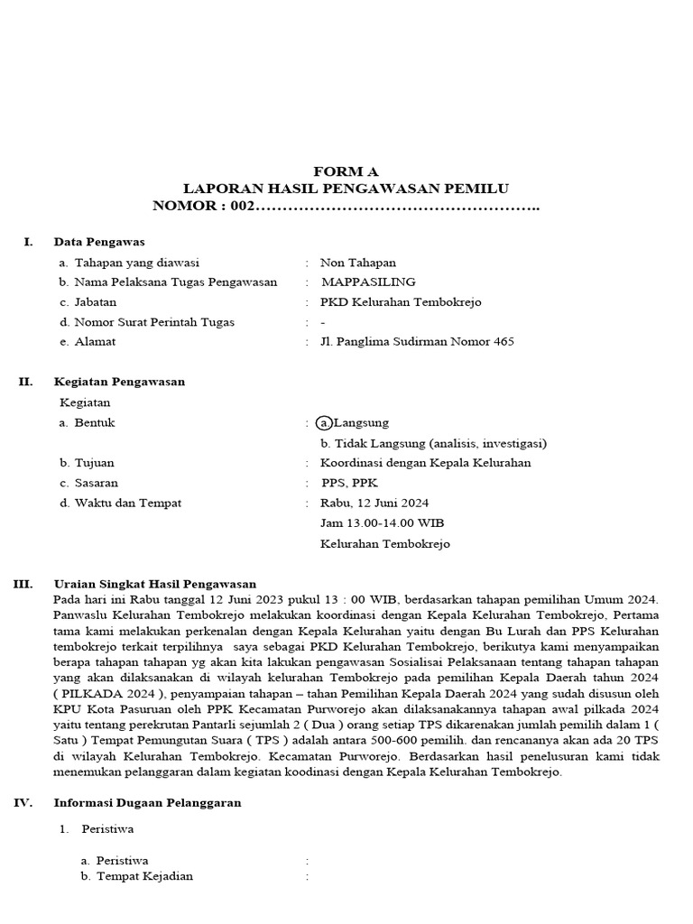 002 Form A Non Tahapan | PDF