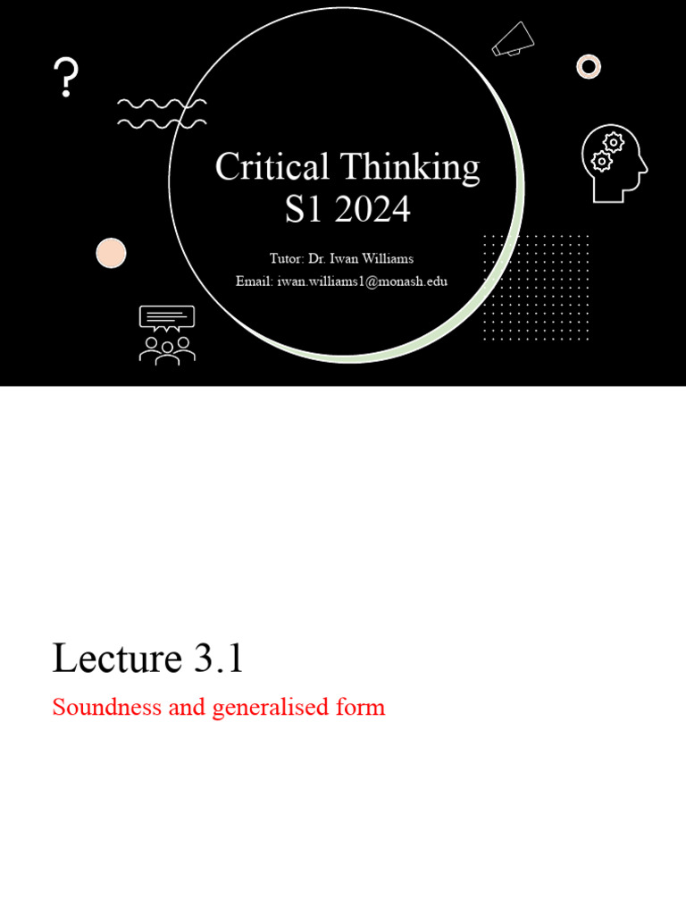 Lecture 3 Slides (ATS2946 S1 2024) (2) | PDF | Argument | Deductive Reasoning