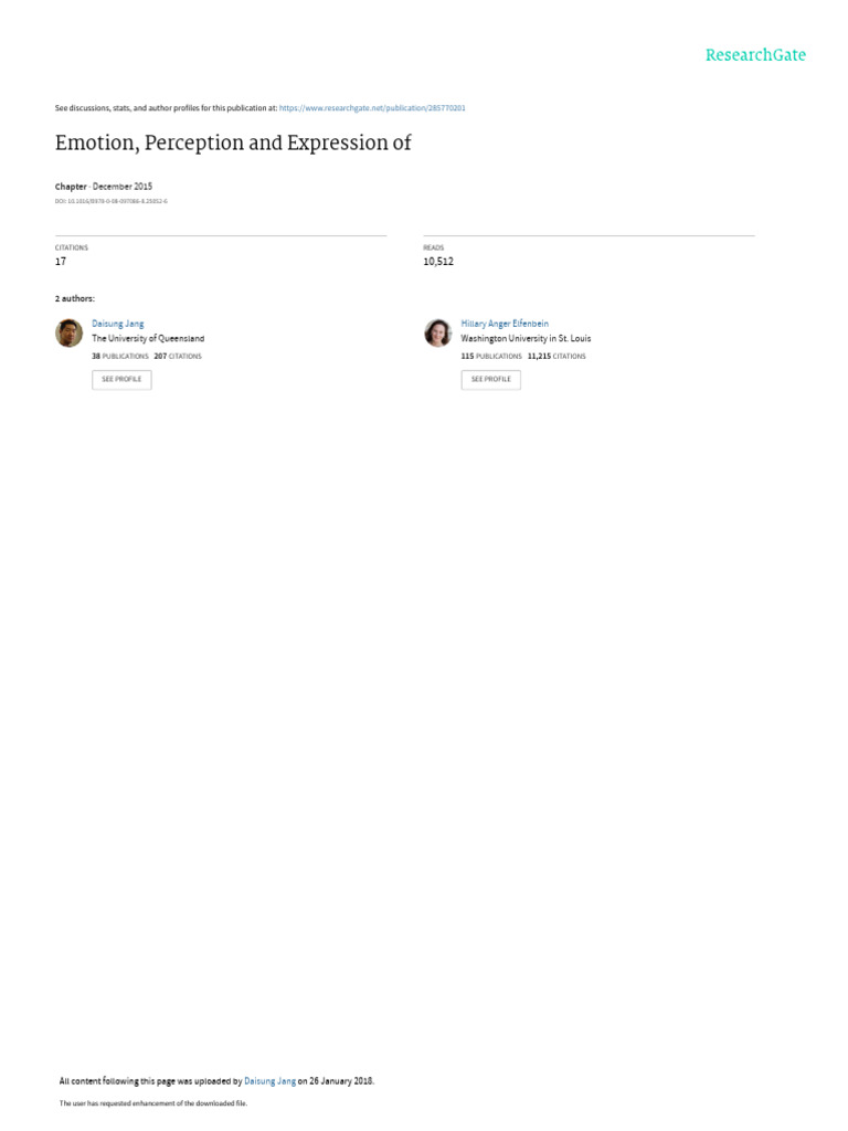 Emotion Perception And Expression Of Pdf Emotions Perception