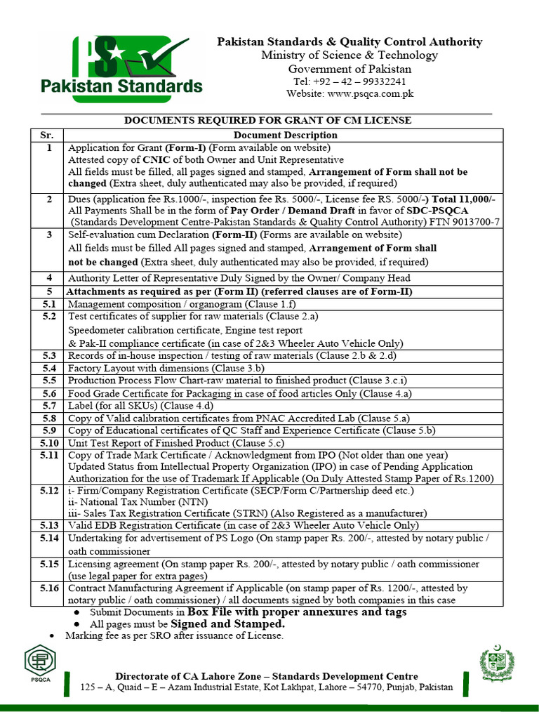 Documents Required For Grant of CM License - Revised | PDF | Notary ...