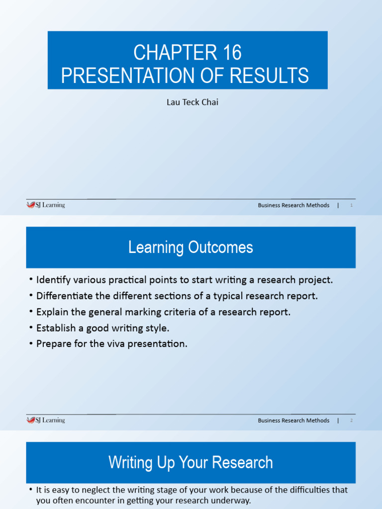 Chapter 16 Presentation of Results Edited | PDF | Scientific Method ...