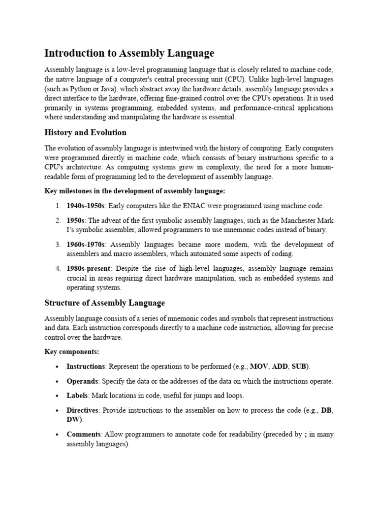7 Introduction To Assembly Language | PDF | Assembly Language | Computer Programming