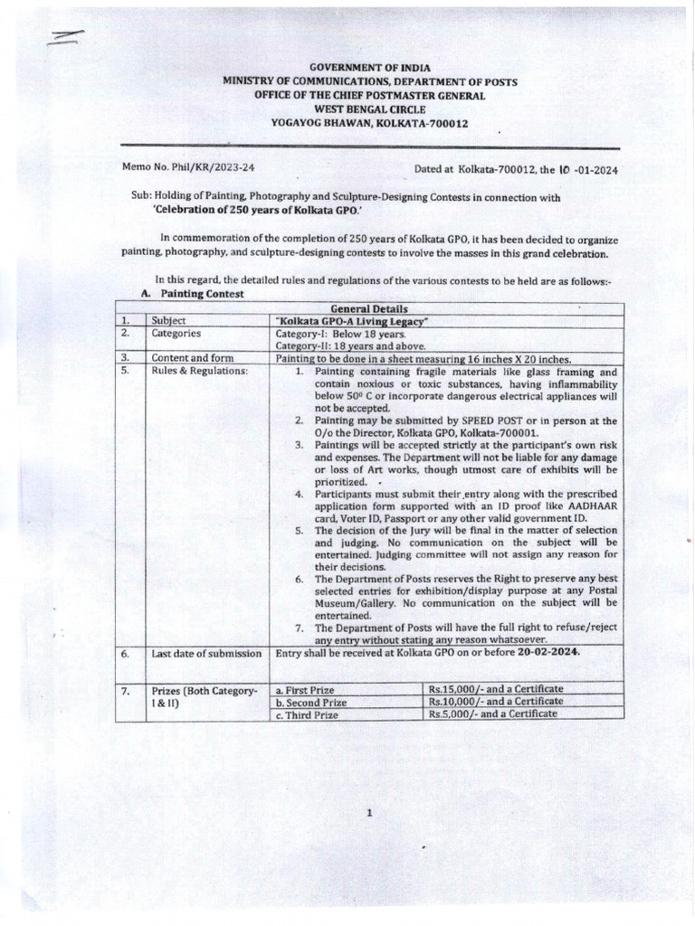 Ministry of Communications, Dept of Posts | PDF