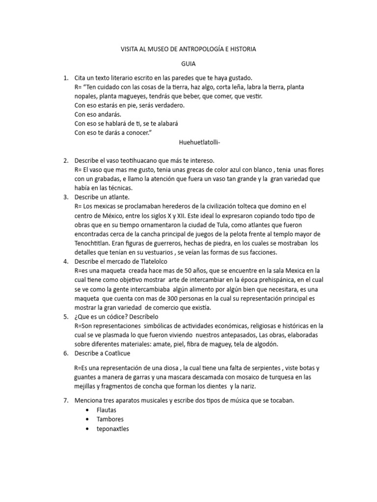 Visita Al Museo de Antropología e Historia | PDF | Ciencias sociales