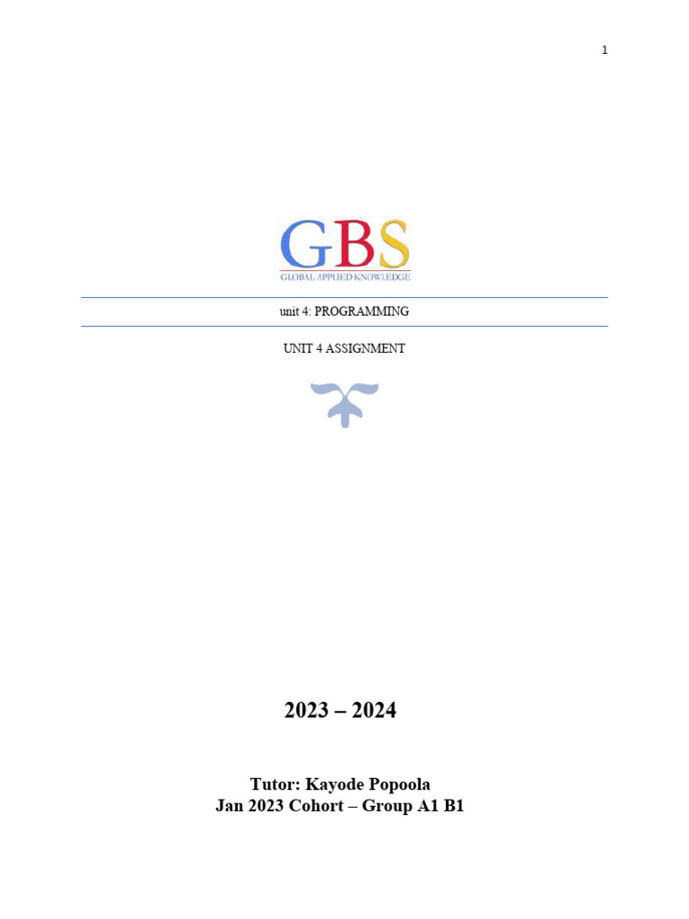 Balalo Norbert UNIT 4 PROGRAMMING - Assignment | PDF | Inheritance ...