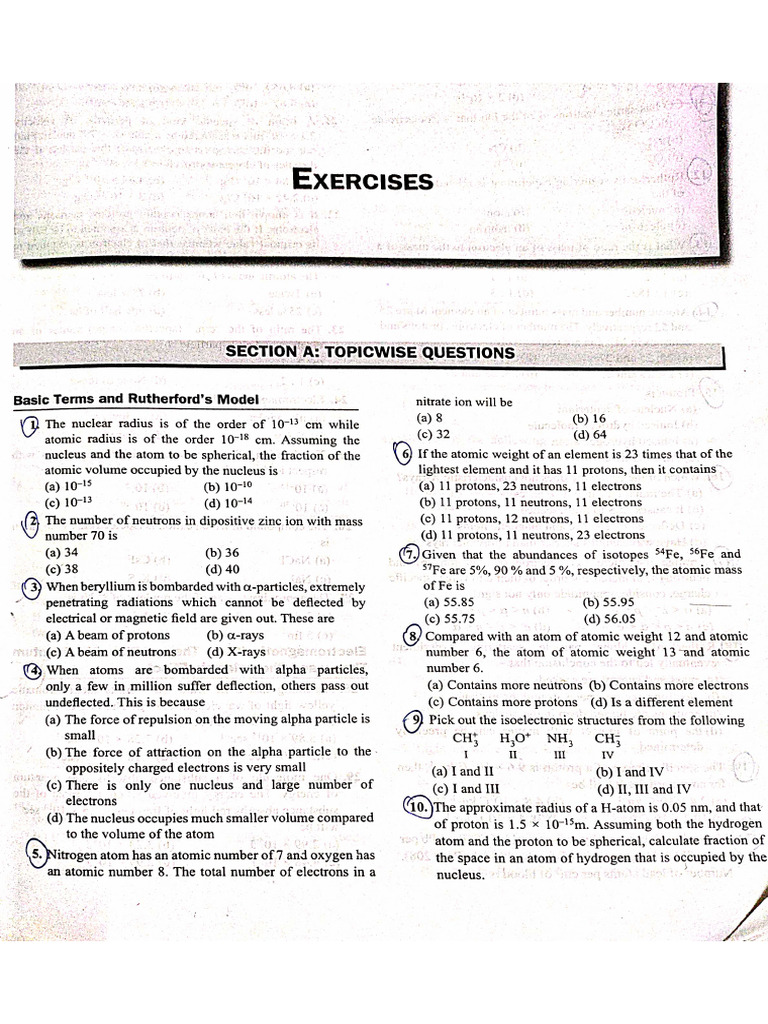 Atomic Structure Full Work Sheet | PDF