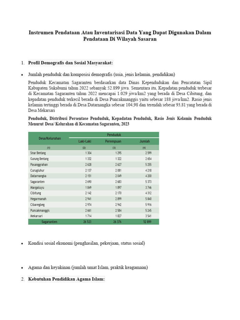 Instrumen Pendataan | PDF