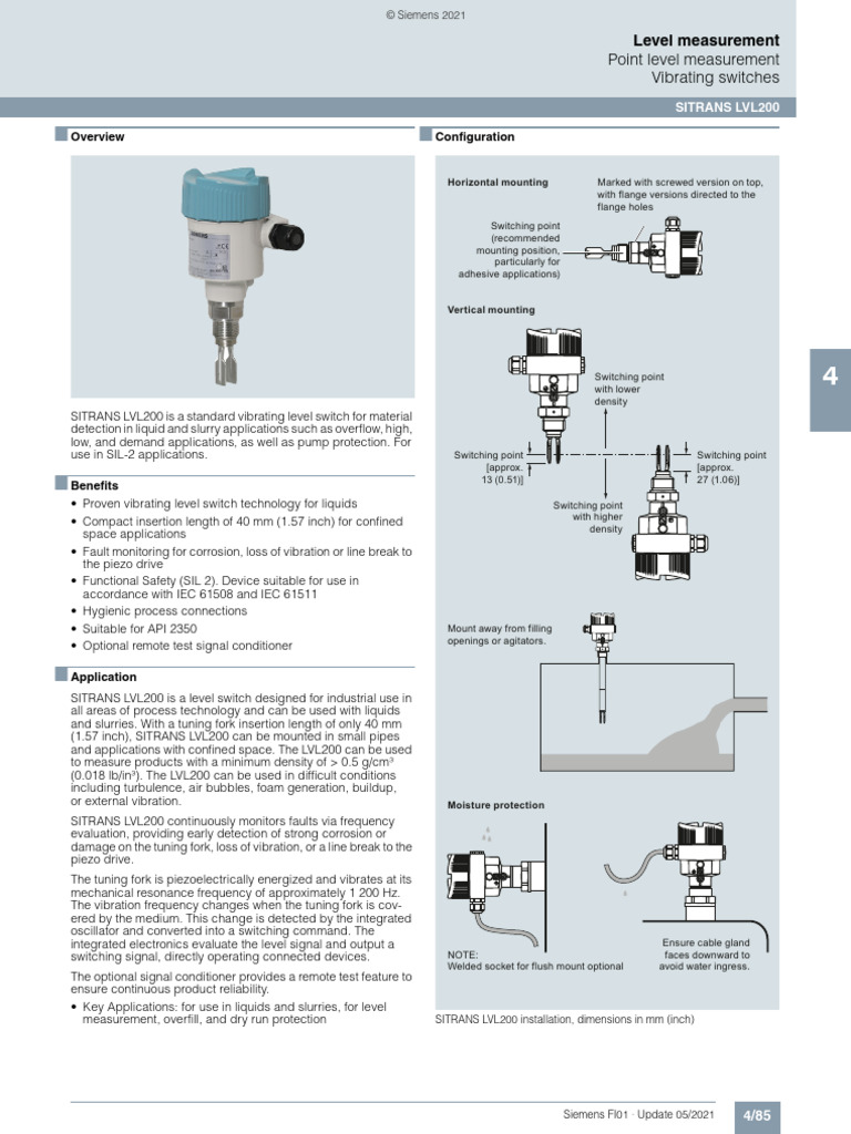 sitransl_lvl200_fi01_en | PDF | Pipe (Fluid Conveyance) | Switch