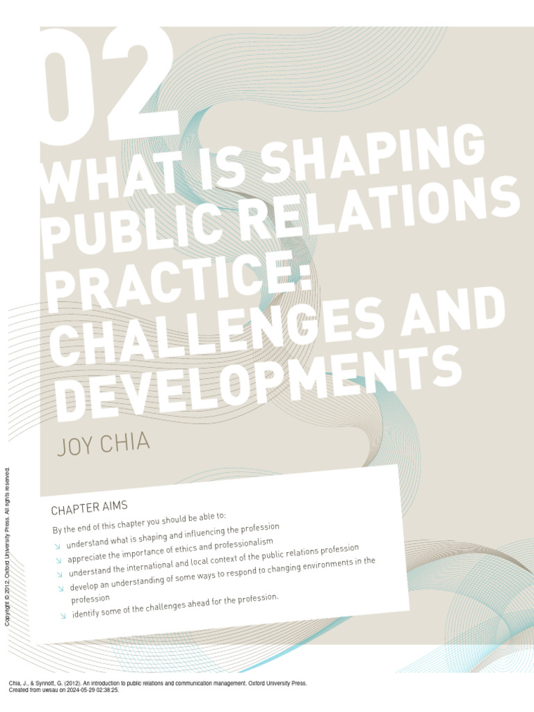 An Introduction To Public Relations and Communicat... - (Chapter 2 What Is Shaping Public ...