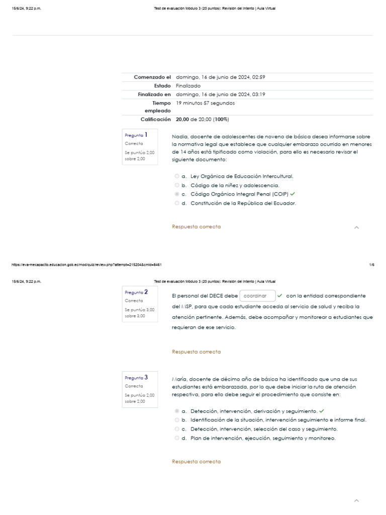 Test de Evaluación Módulo 3 (20 Puntos) - Revisión Del Intento - Aula ...