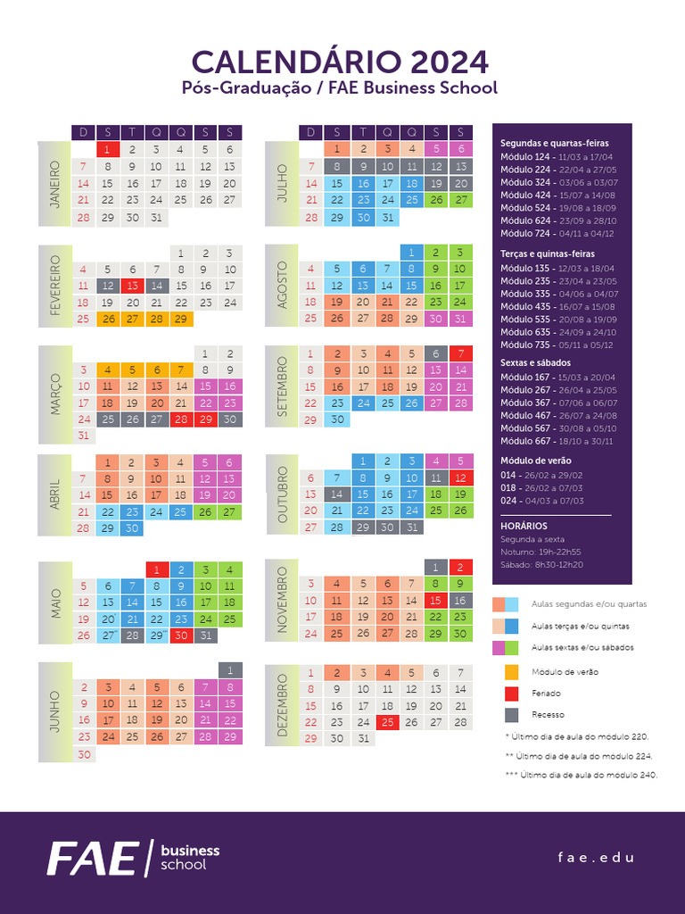 Calendário Pós-Graduação FAE 2024 | PDF | Business
