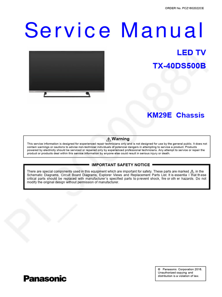 Panasonic TX 40DS500B | PDF | Electrostatic Discharge | Soldering
