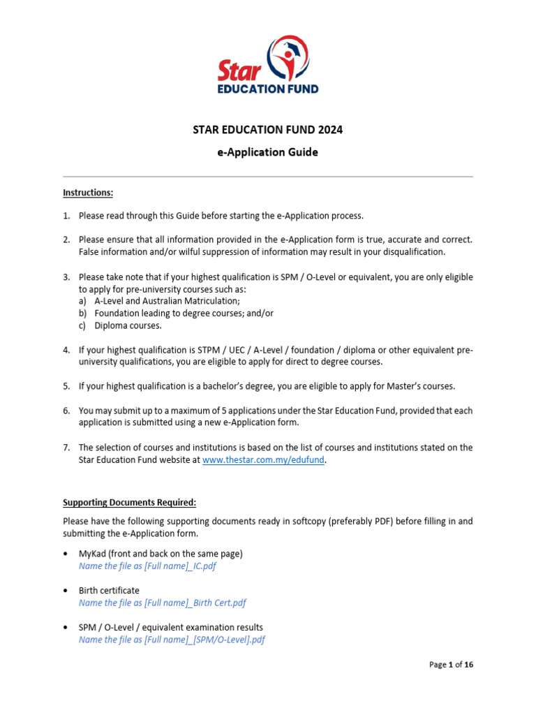 Star Education Fund Guide | PDF | Academic Degree | Diploma