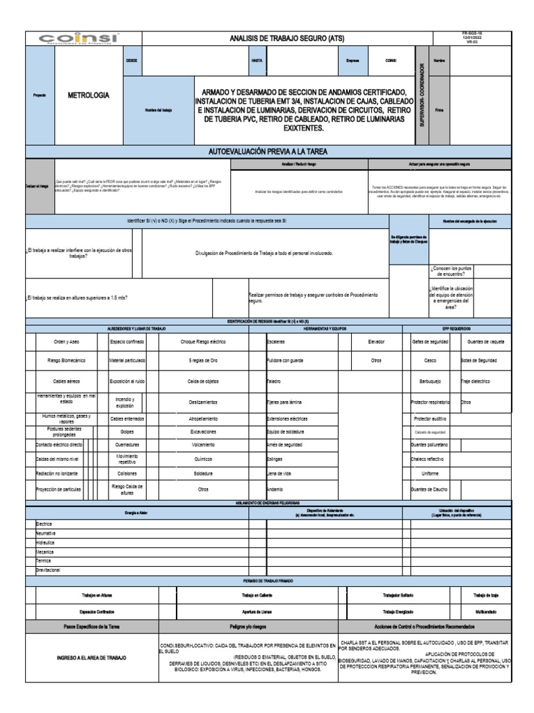 Fr-sgs-16 Ats Analisis de Trabajo Armado de Andamio | PDF | Soldadura ...