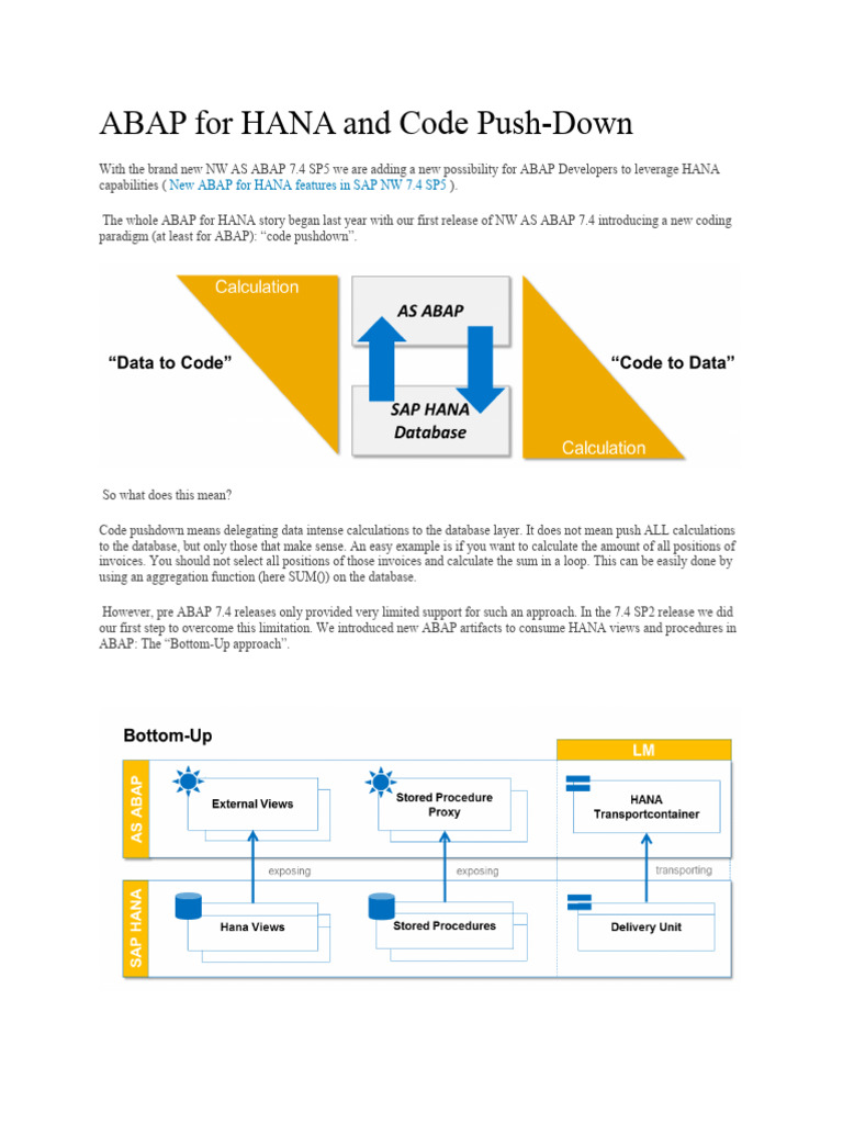 Abap For Hana and Code Pushdown 2 | PDF | Databases | Sql
