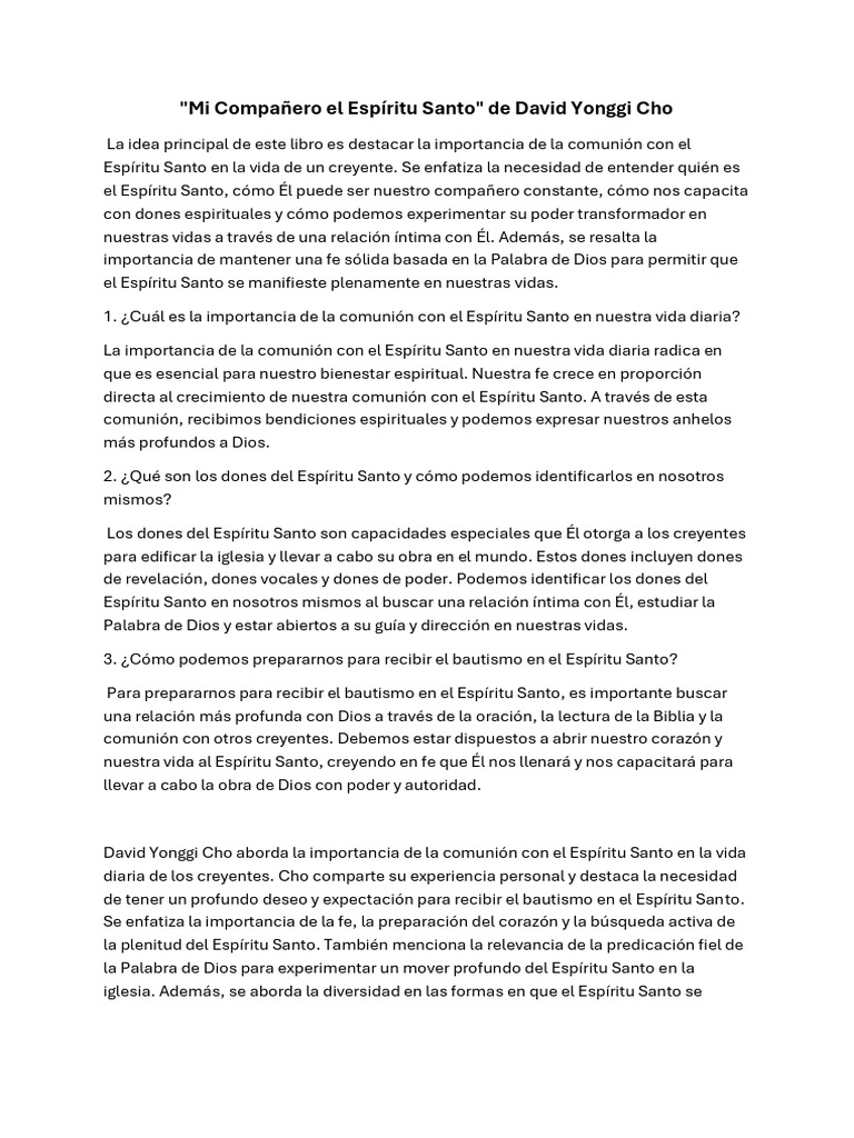 Mi Compañero El Espíritu Santo Pdf Espíritu Santo Eucaristía
