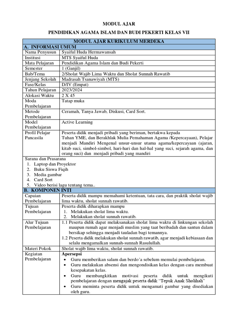 Modul Ajar Syaiful Huda Hermawansah | PDF