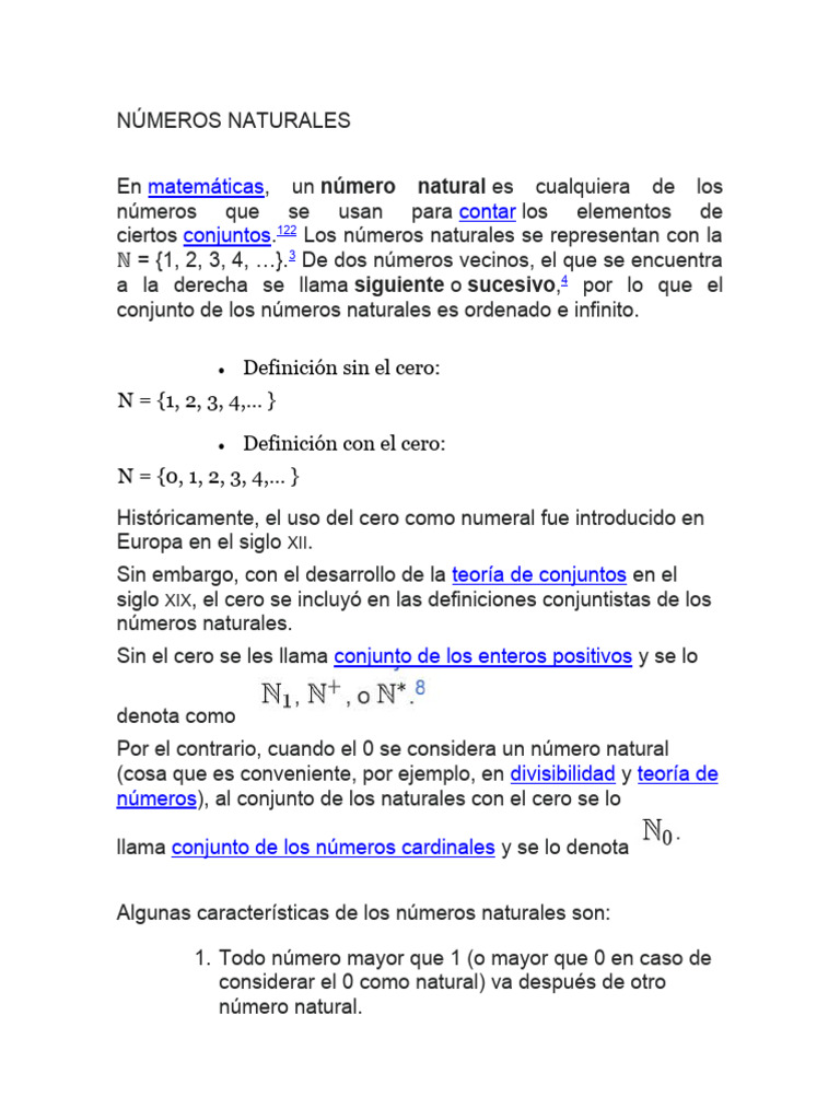 Números Naturales | PDF | Entero | Número natural