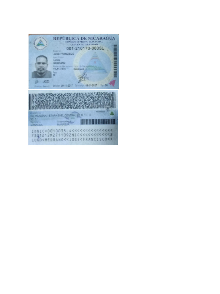 Cedula Francisco Lugo | PDF