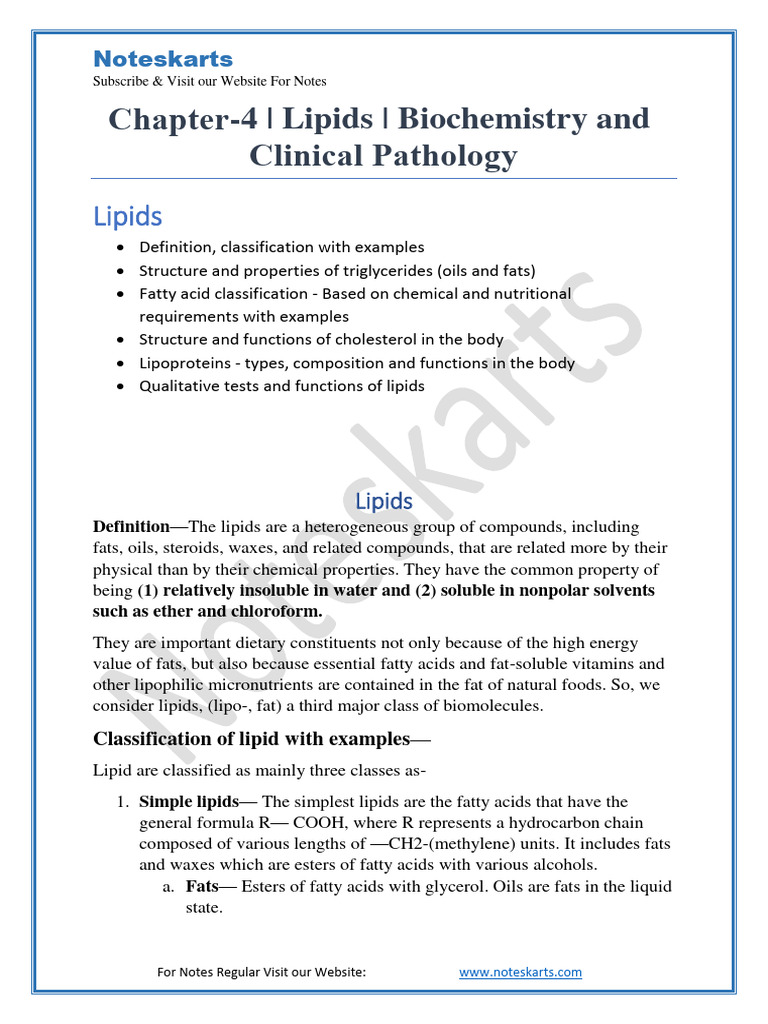 Chapter 4 Biochemistry and Clinical Pathology Complete Notes by ...