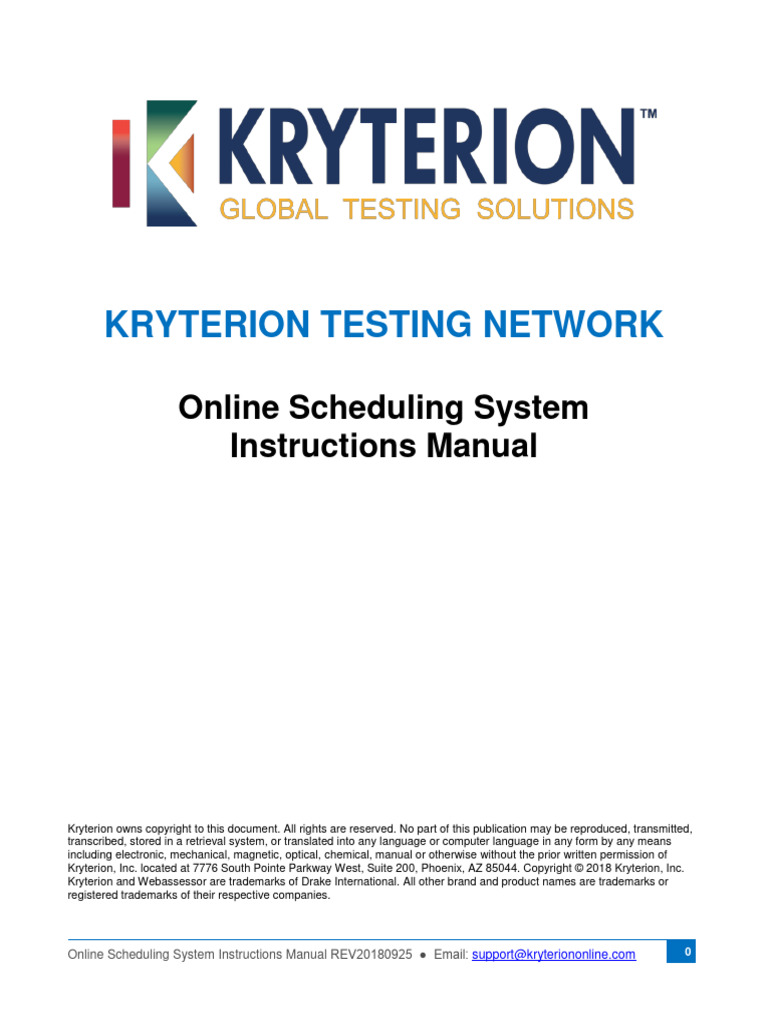 Kryterion Testing Network Online Scheduling Manual | PDF | Computing ...