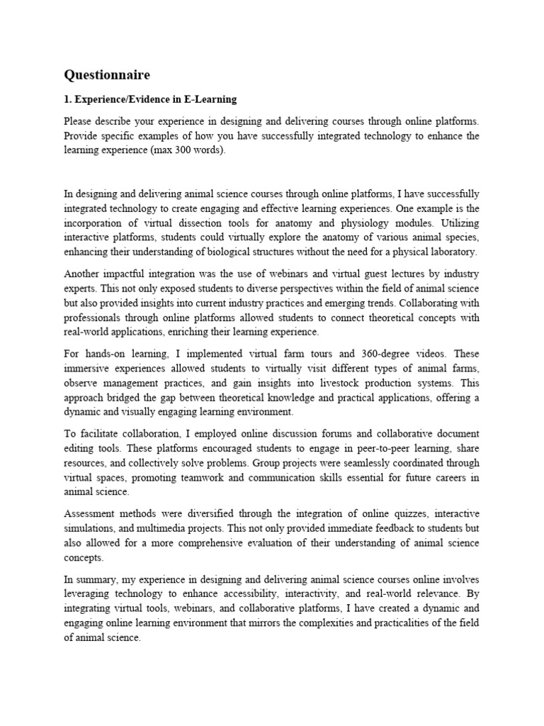 Questionnaire | PDF | Critical Thinking | Thought