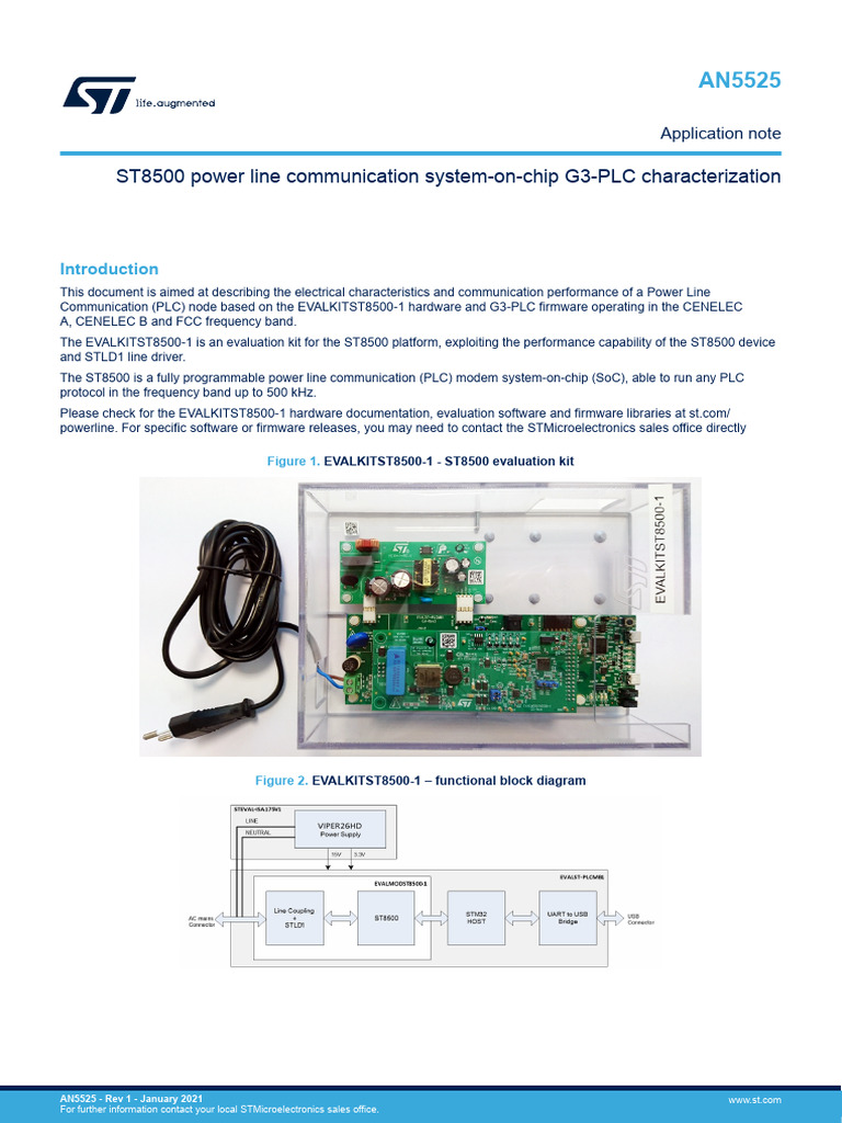 An5525 St8500 Power Line Communication Systemonchip g3plc Characterization Stmicroelectronics ...
