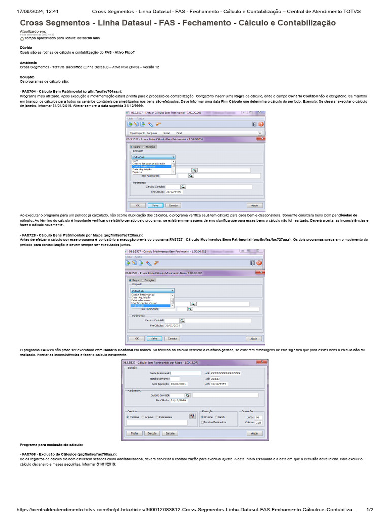 Cross Segmentos - Linha Datasul - FAS - Fechamento - Cálculo e ...