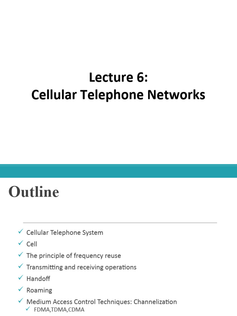 Lec6 Cellular Telephone Networks | Download Free PDF | Cellular Network | Channel Access Method