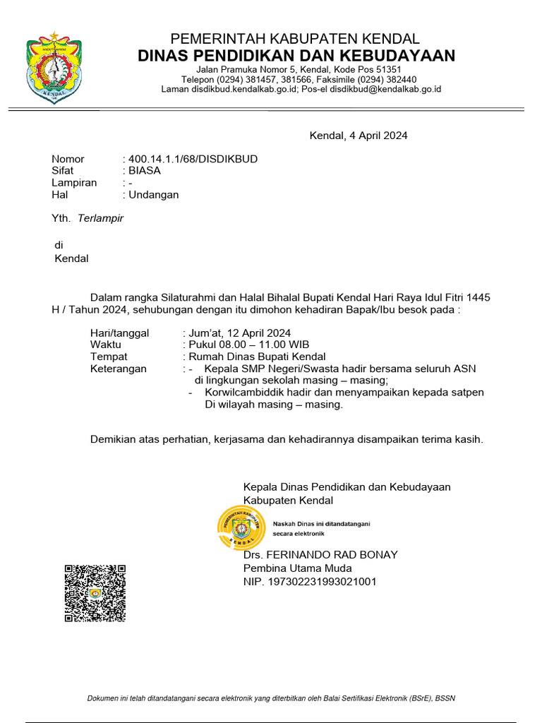 Undangan Silaturahmi Dan Halal Bihalal Bupati Kendal Hari Raya Idul ... Undangan Silaturahmi Dan Halal Bihalal Bupati Kendal Hari Raya Idul ...