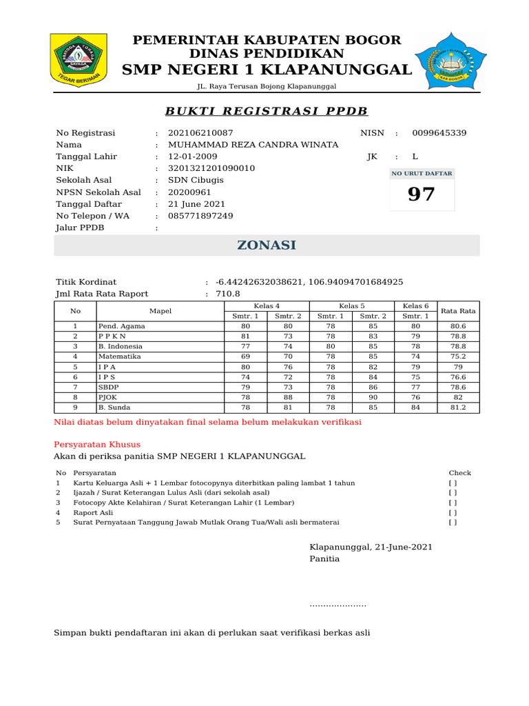 202106210087-MUHAMMAD REZA CANDRA WINATA-SDN Cibugis-0099645339 | PDF