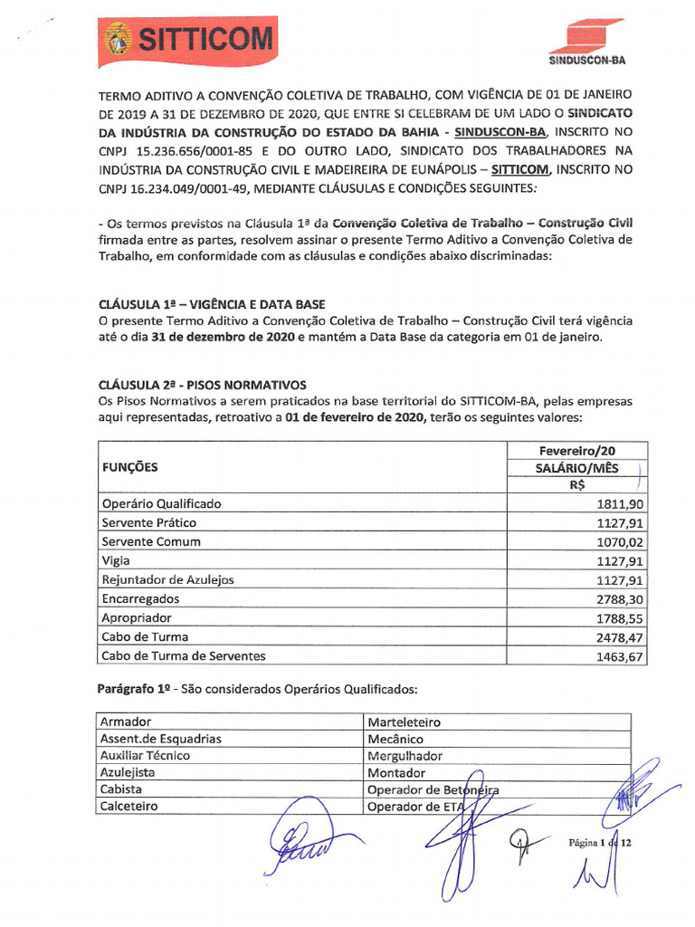 Termo Aditivo CCT 2020 | PDF