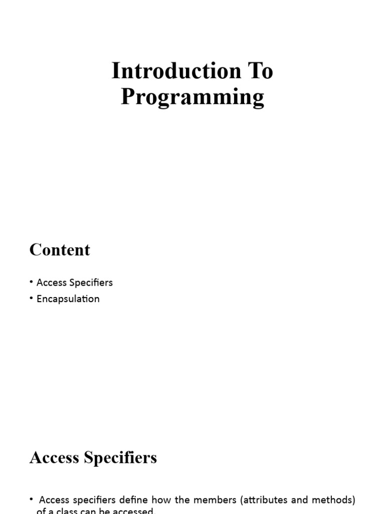 Access Specifiers, Encapsulation | PDF | Software Development | Information Technology
