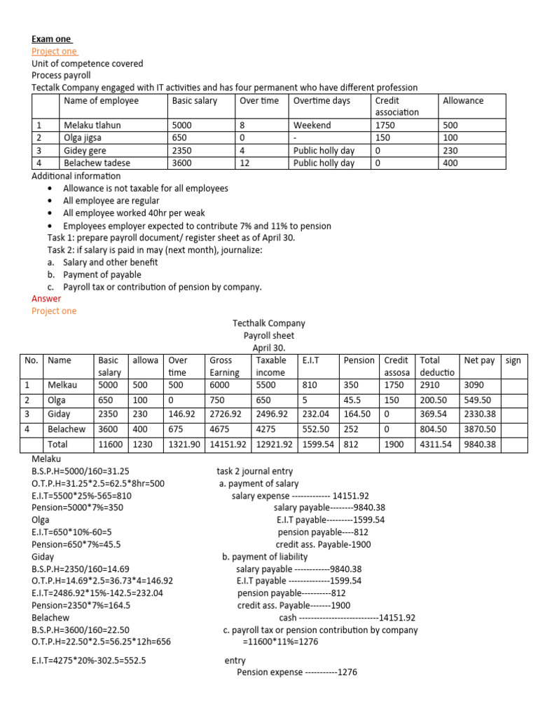 Coc Exam Level 4 | PDF | Expense | Payroll Tax