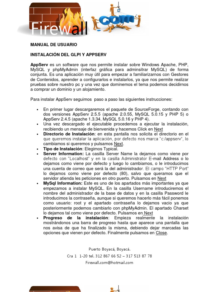 Manual de Instalación Del Glpi y Appserv | PDF | Servidor HTTP Apache | Point and Click