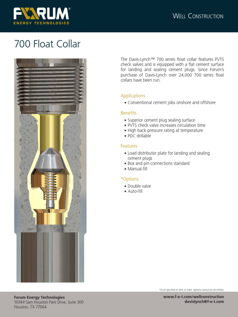 700 Float Collar | PDF | Valve | Manufactured Goods