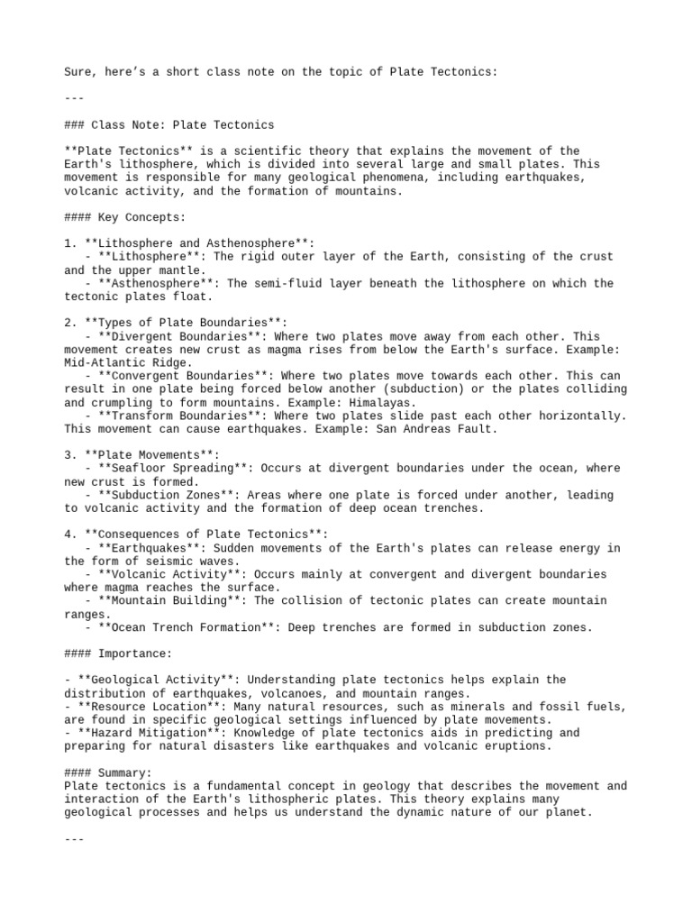 Plate Tectonics Pdf Plate Tectonics Earth Sciences