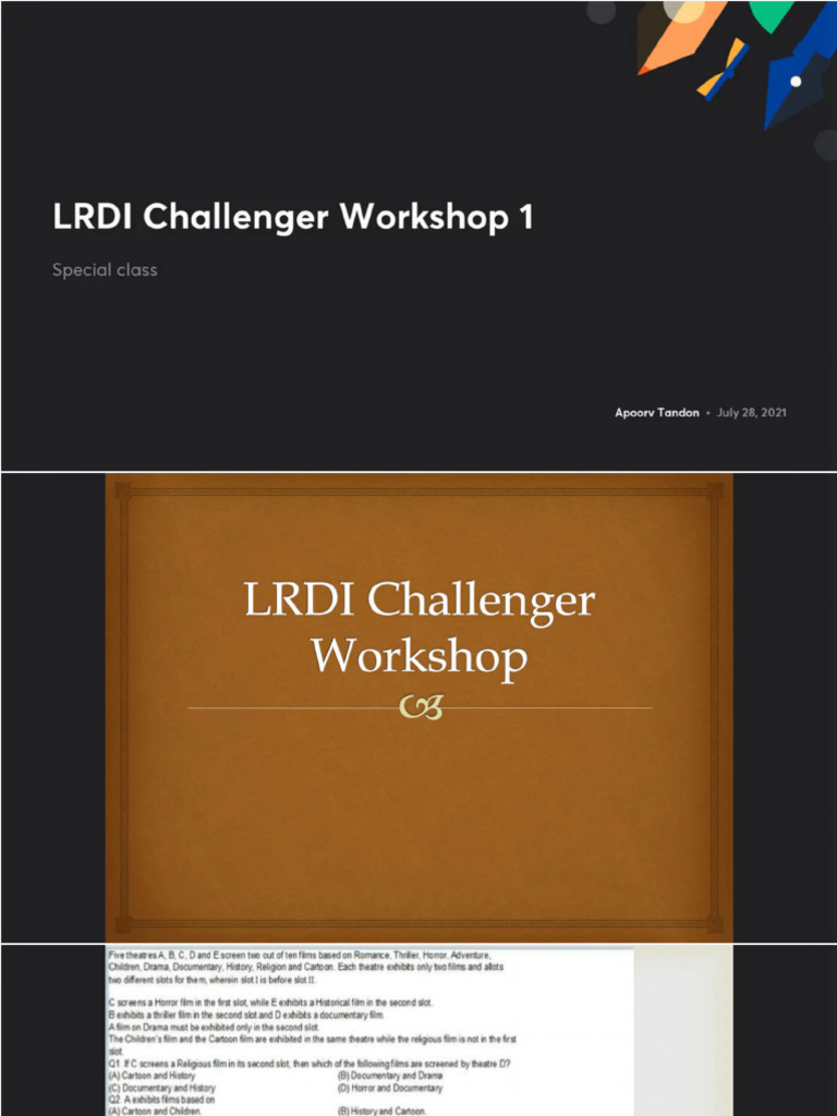 LRDI Challenger Workshop 1 No Anno | PDF