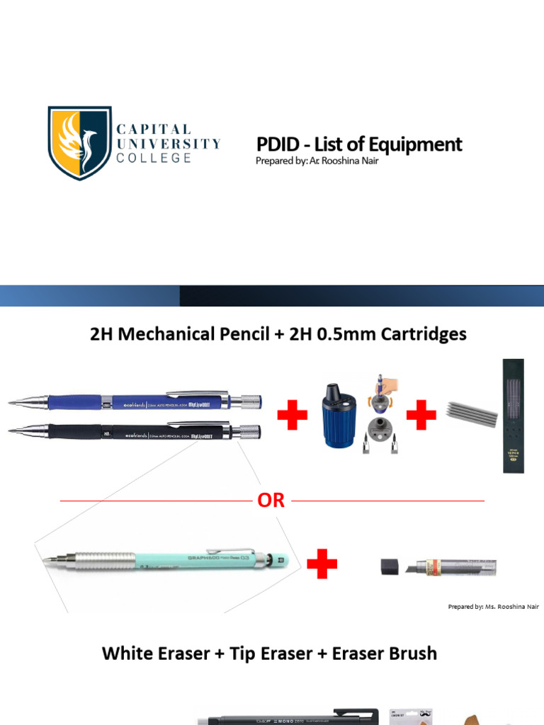 PDID List of Equipments | PDF | Pencil | Drawing