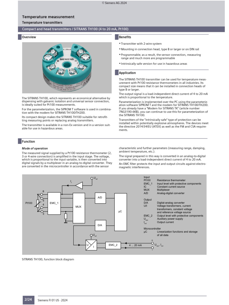 sitrans th100_2024 | Download Free PDF | Analog To Digital Converter ...
